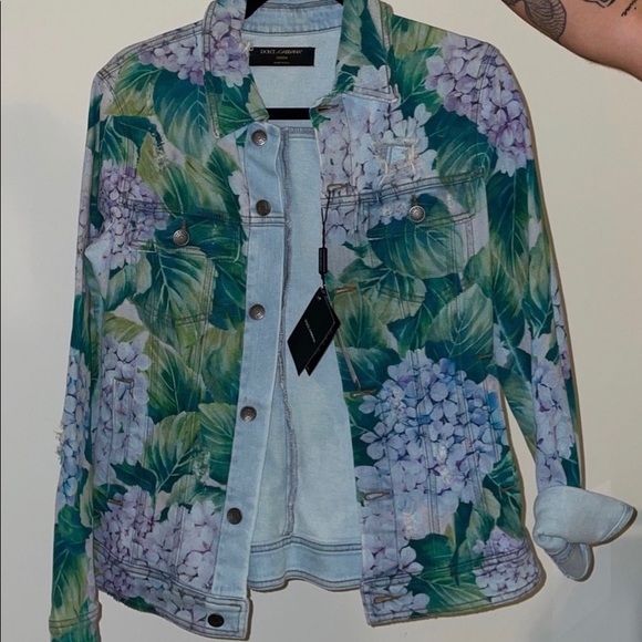 Dolce & Gabbana | Jackets & Coats | Dolce Gabbana Hydrangea Jean Jacket ...